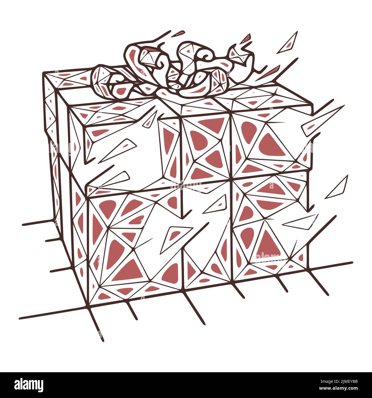 Gift box in geometric style on white background. Polygonal vector ...