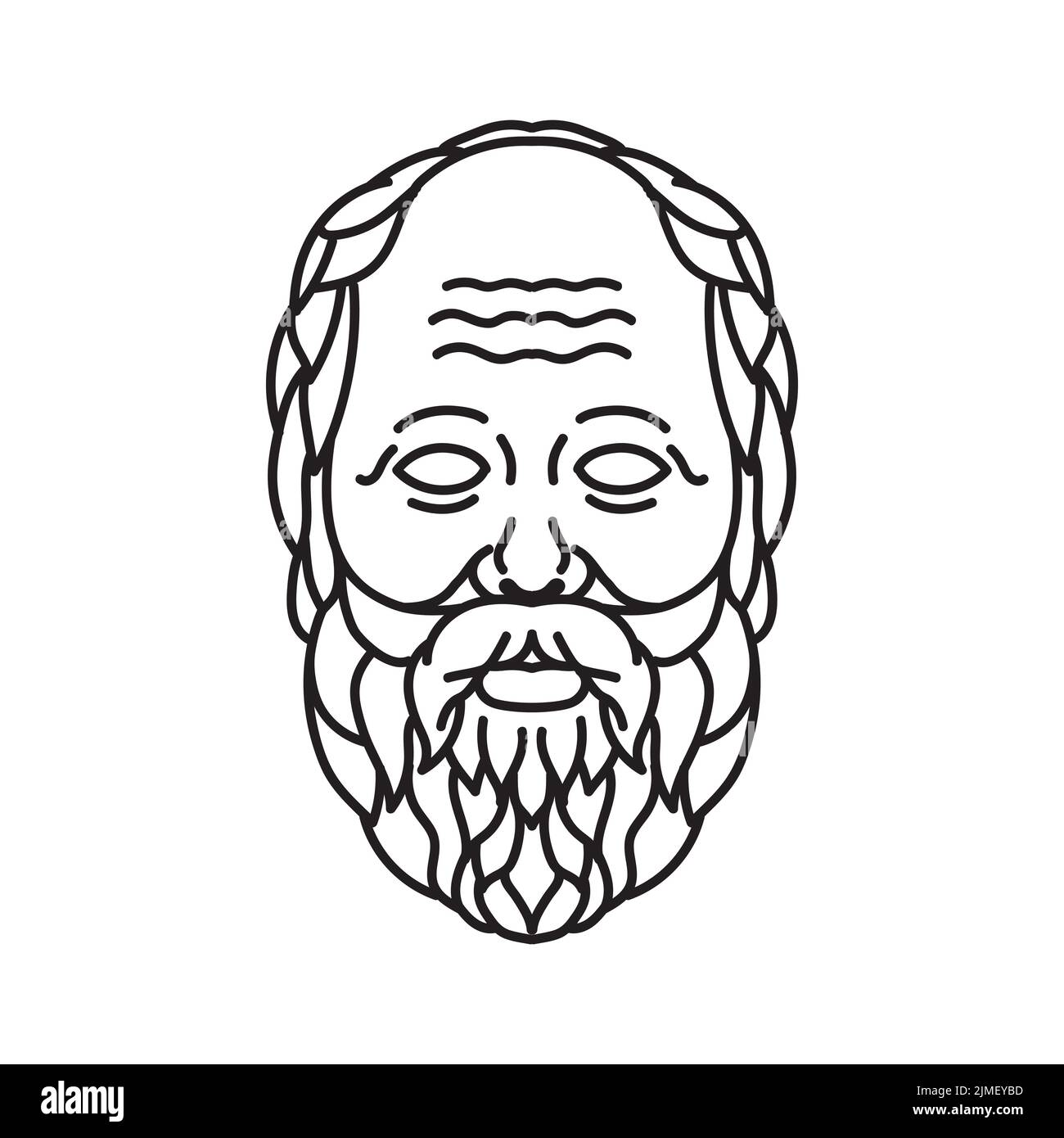 Head of Greek Philosopher Socrates from Athens Mono Line Illustration ...
