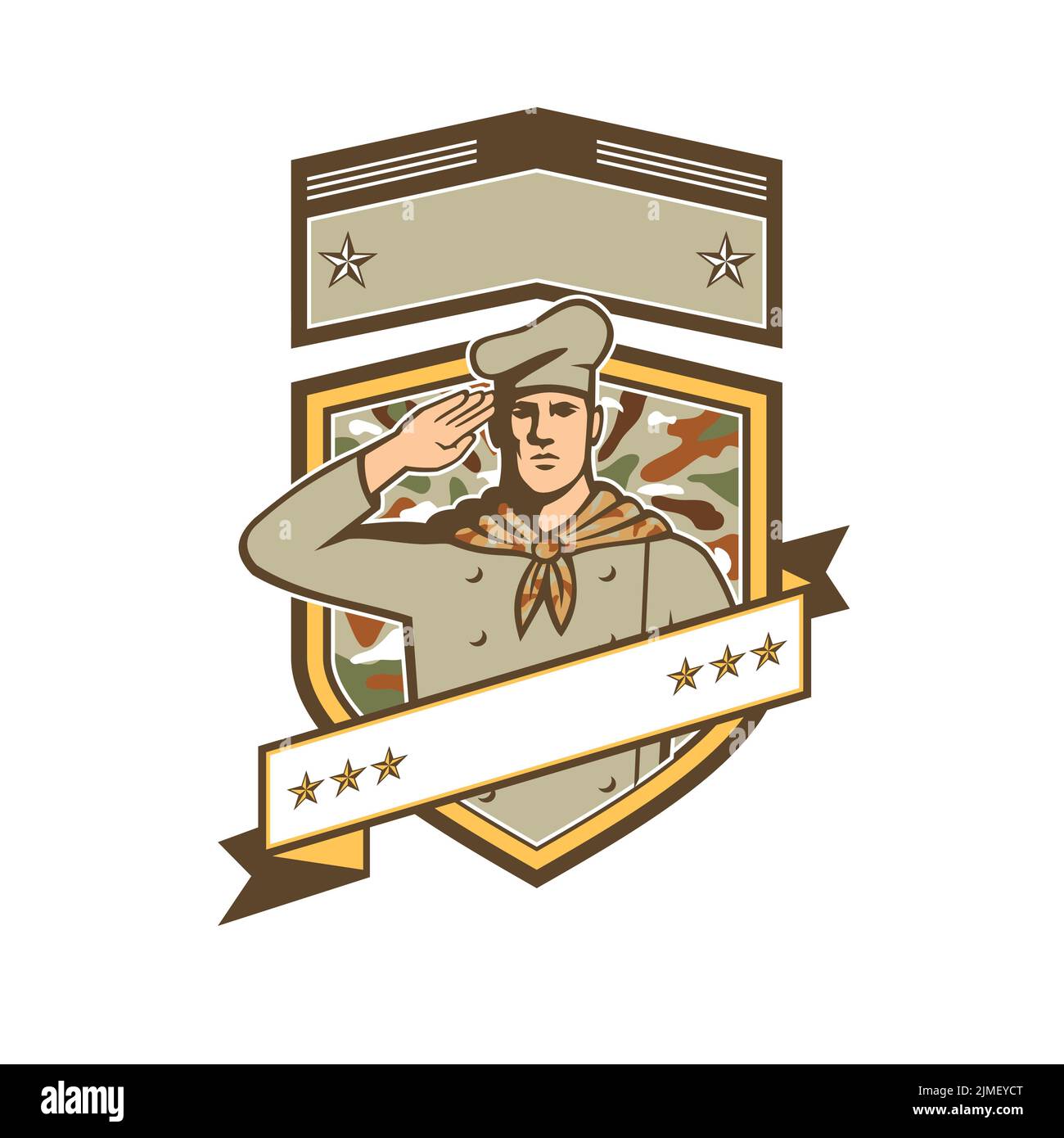 Military Chef Cook Wearing Camouflage Uniform Saluting Set Inside Camo ...
