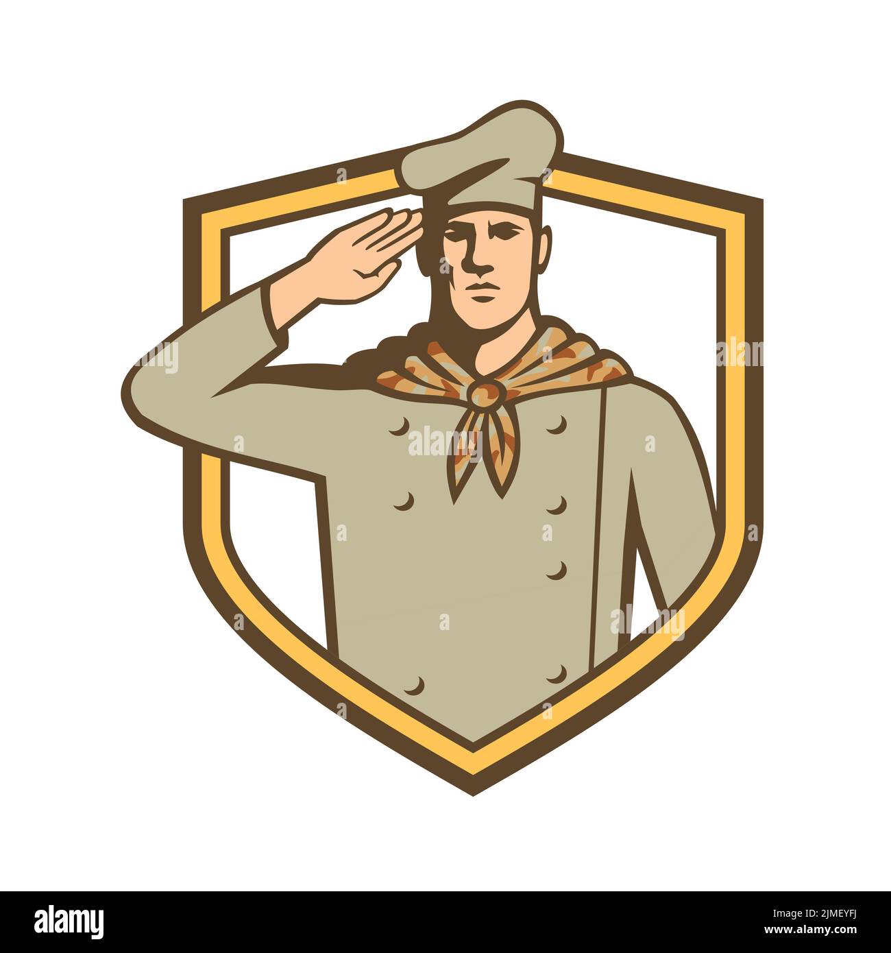 Military Chef Cook Wearing Camouflage Uniform Saluting Set Inside ...