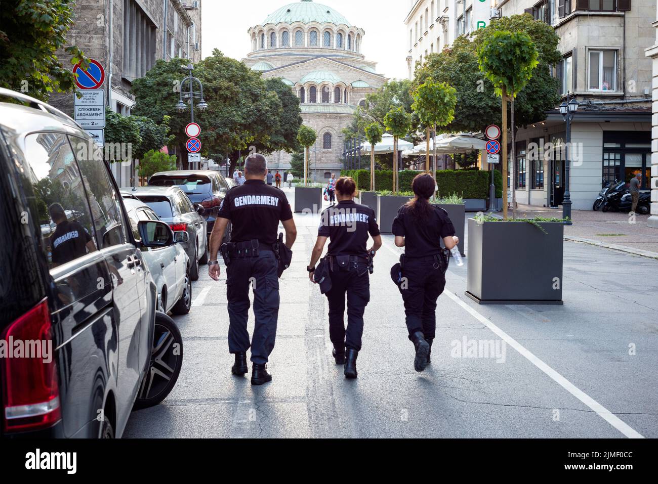 Two female and one male Police officers on duty in Sofia, Bulgaria ...