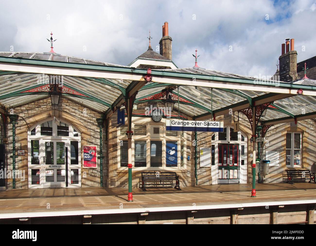 View of the railway station building at grange over sands in cumbria ...