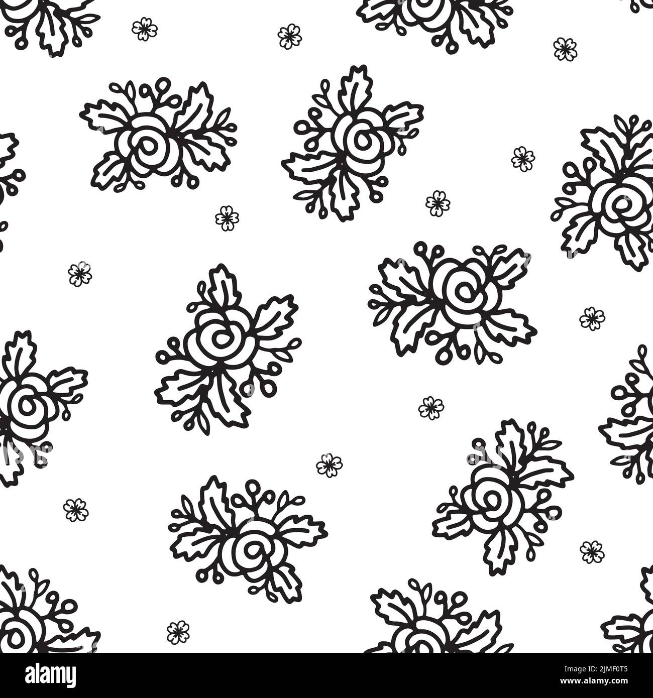 Floral black and white seamless pattern for textile or design ...