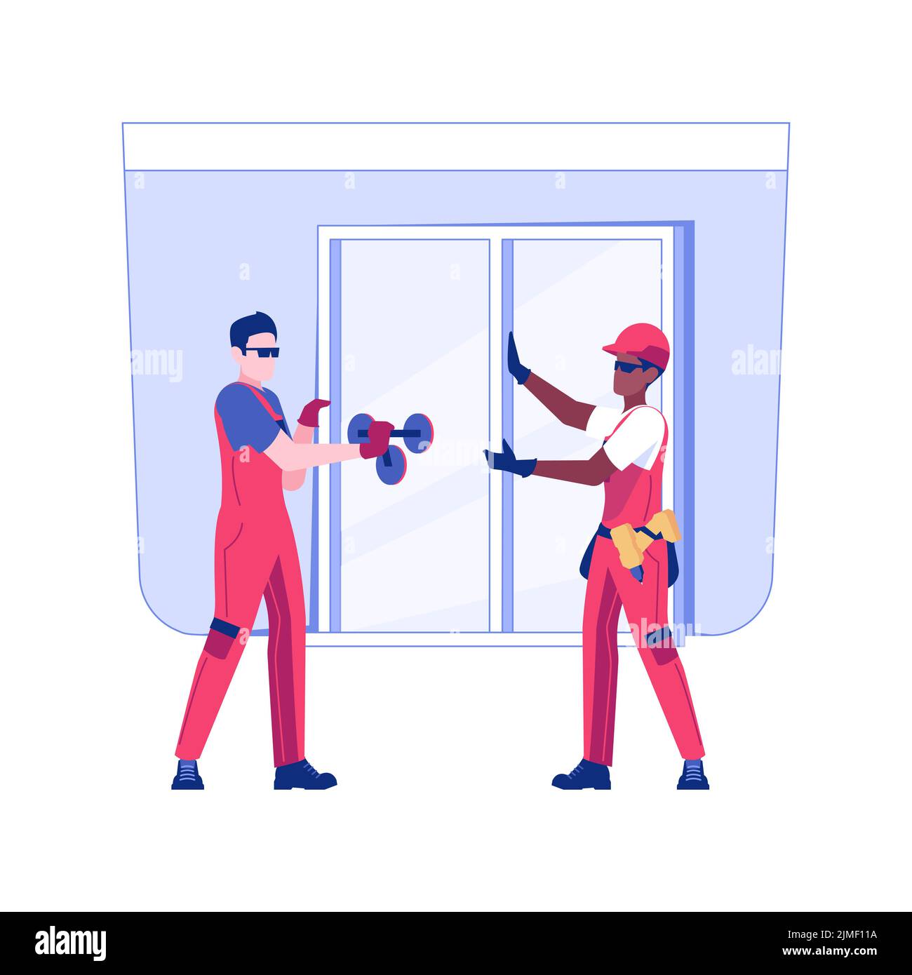 Window installation isolated concept vector illustration. Group of ...
