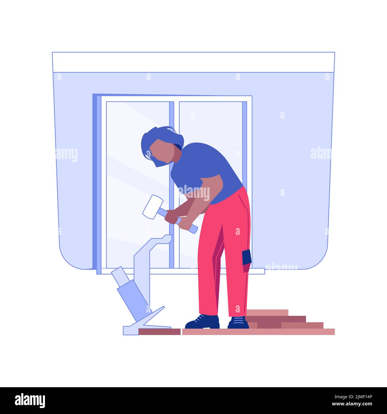 Laying hardwood floors isolated concept vector illustration ...