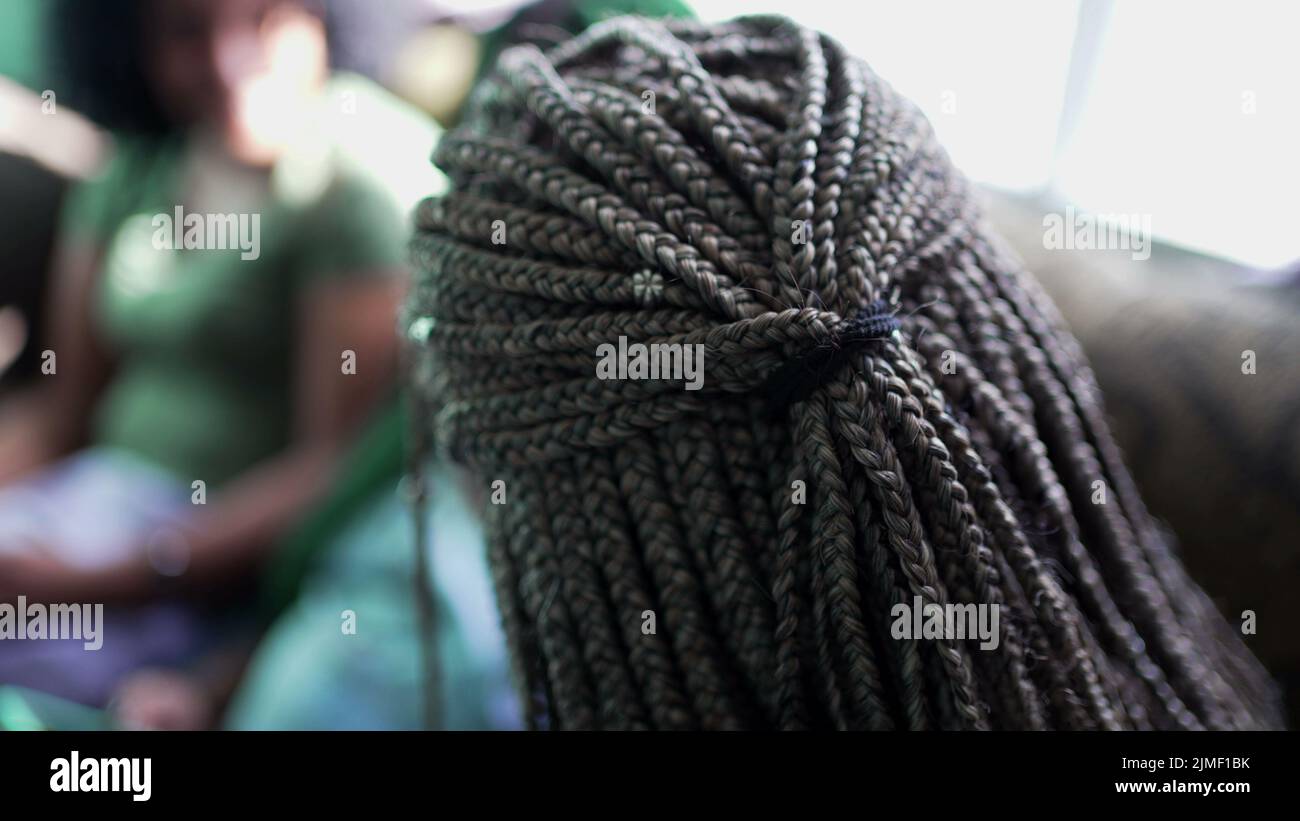 Box braids hairstyle. One black latina woman dreadlocks hair style ...