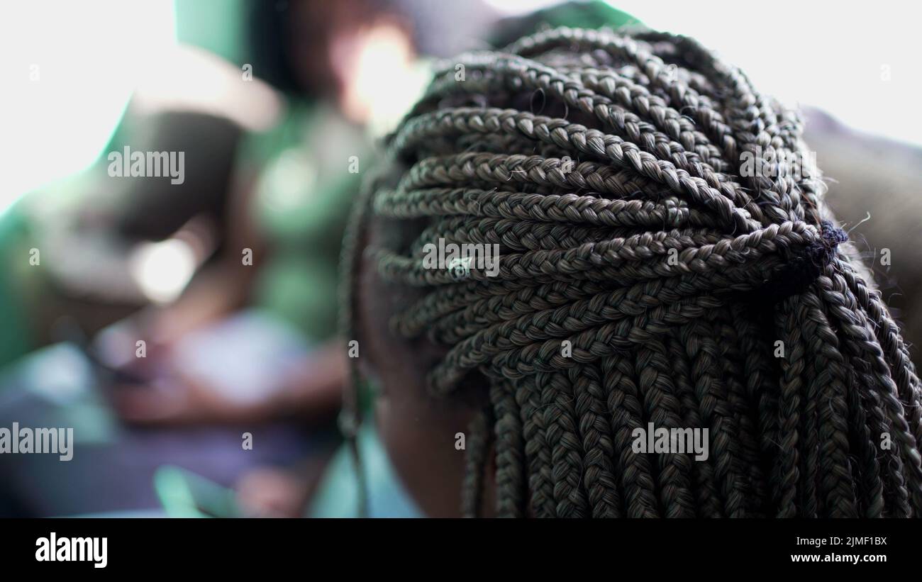 Box braids hairstyle. One black latina woman dreadlocks hair style ...