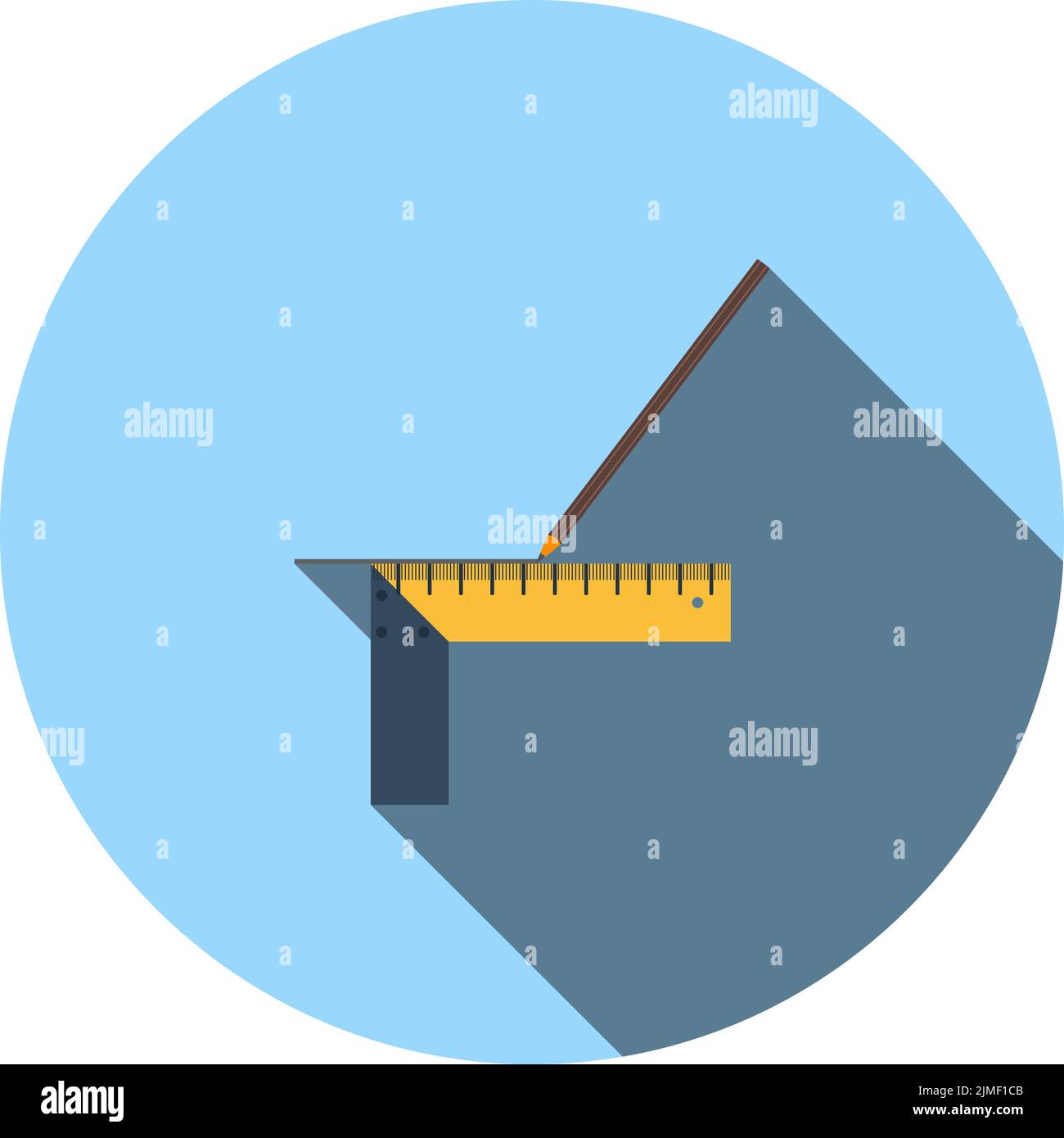 Pencil line with scale icon. Flat color design. Vector illustration ...