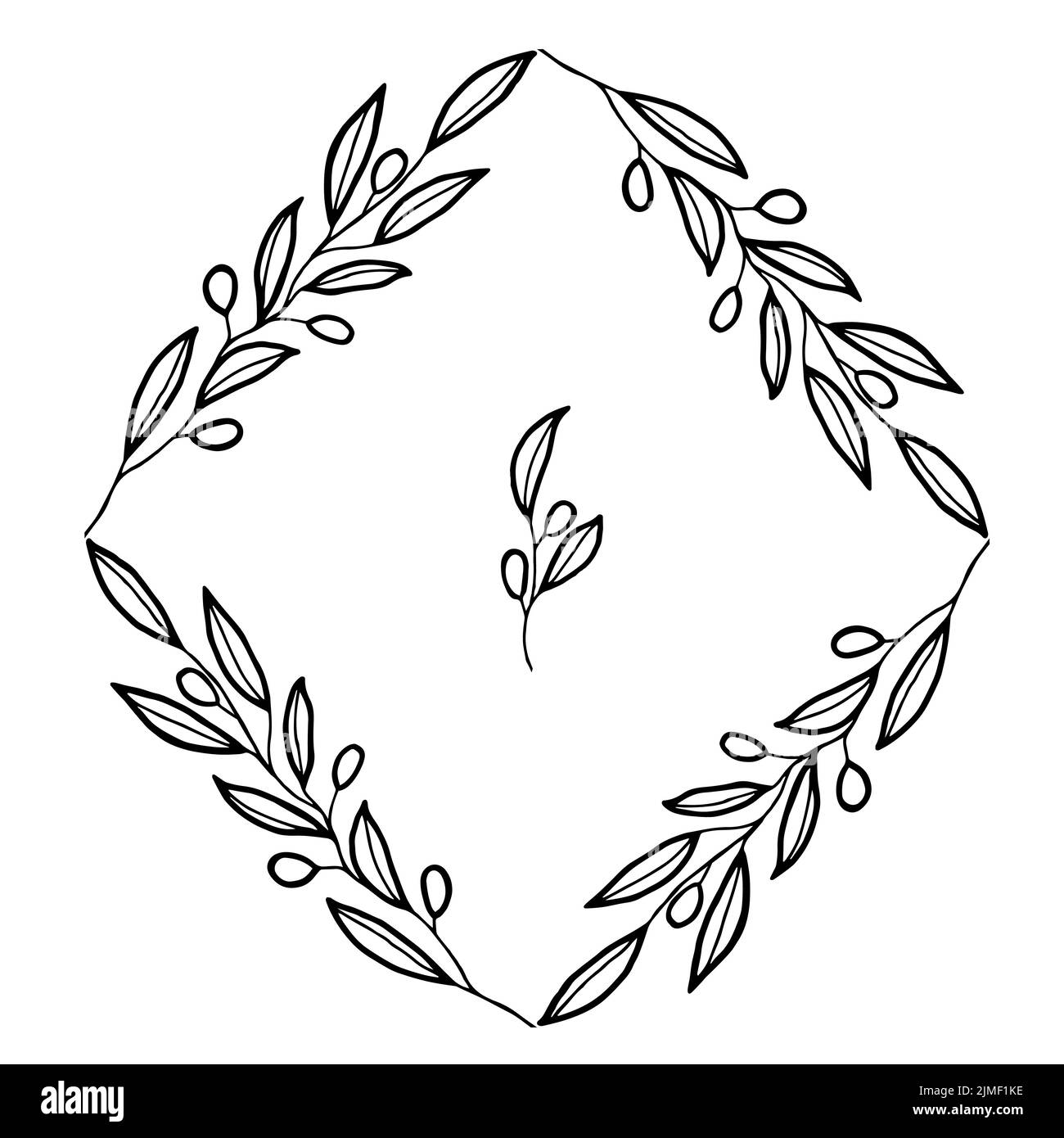 Olive wreath Sketched Floral Frame.Vector templates for Invitation ...