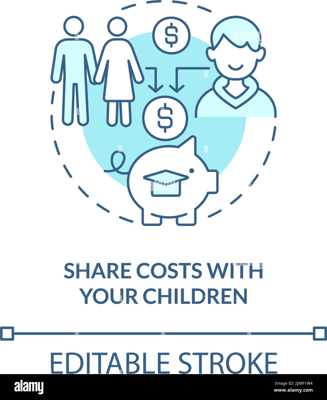 Share costs with your children turquoise concept icon Stock Vector ...