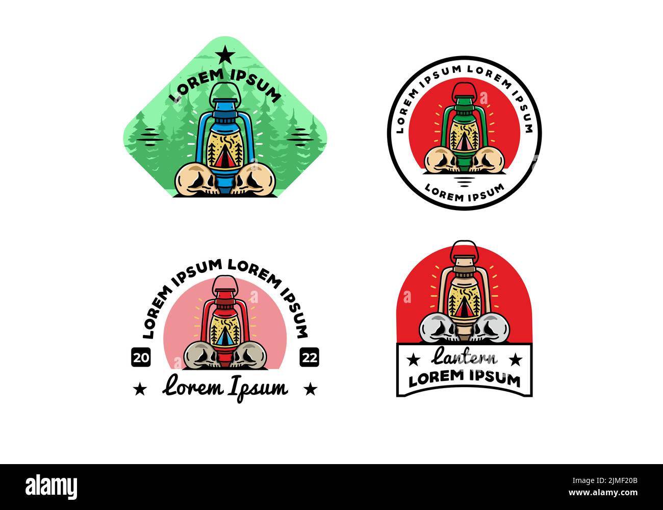 Illustration design of a outdoor lantern with triangle camping tent and ...