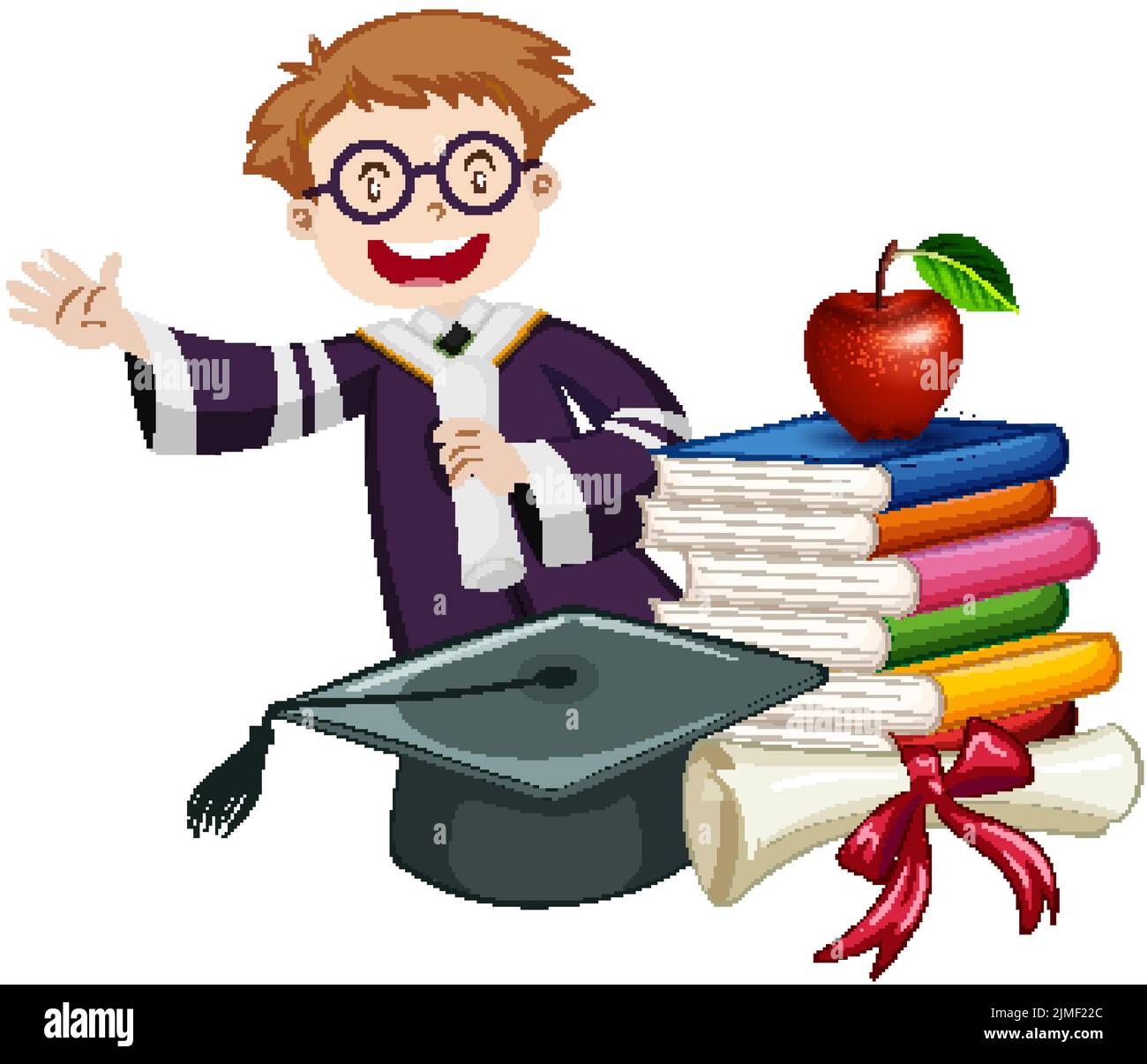 Cartoon graduate man graduation gown hi-res stock photography and ...