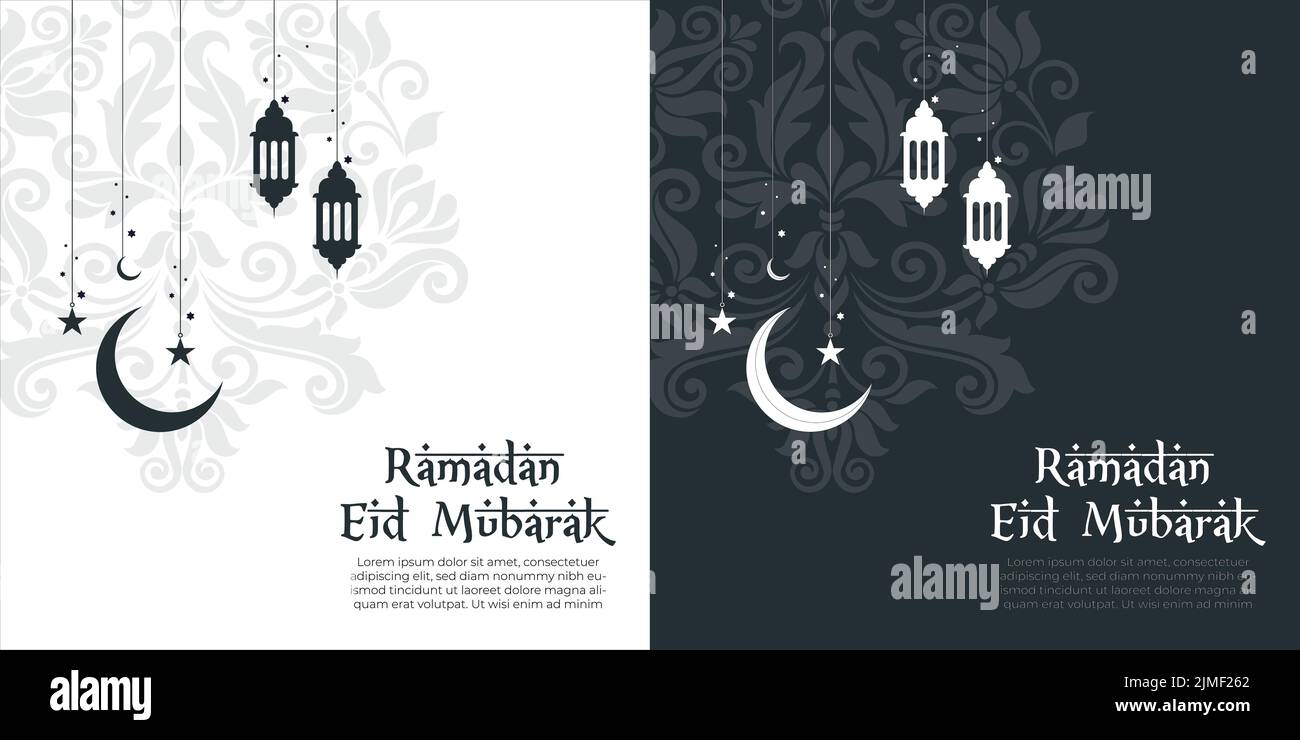 Eid Mubarak islamic design crescent moon and arabic calligraphy, Eid ...