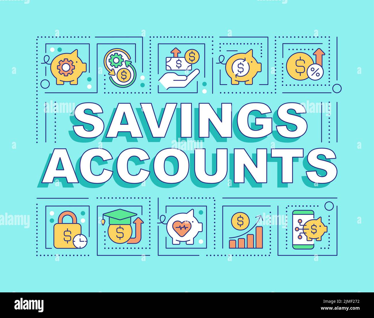 Savings accounts word concepts turquoise banner Stock Vector Image & Art - Alamy