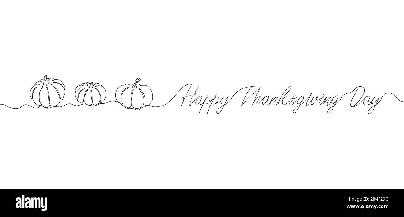 Happy Thanksgiving Day continuous one line drawing background with ...
