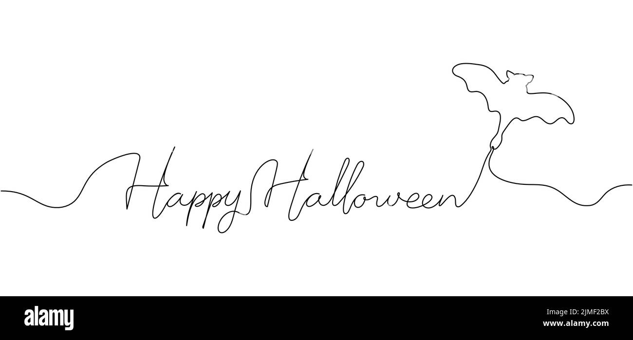 Happy Halloween continuous one line drawing background. Vector ...
