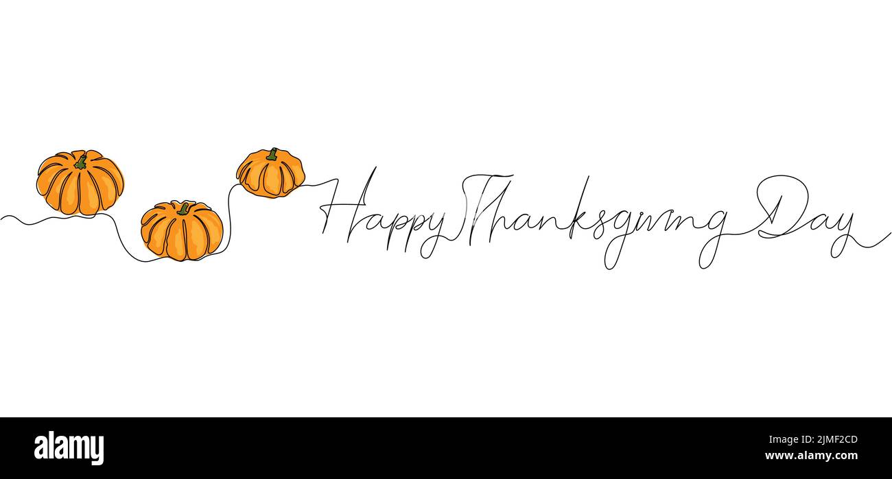 Happy Thanksgiving Day continuous one line drawing background with ...