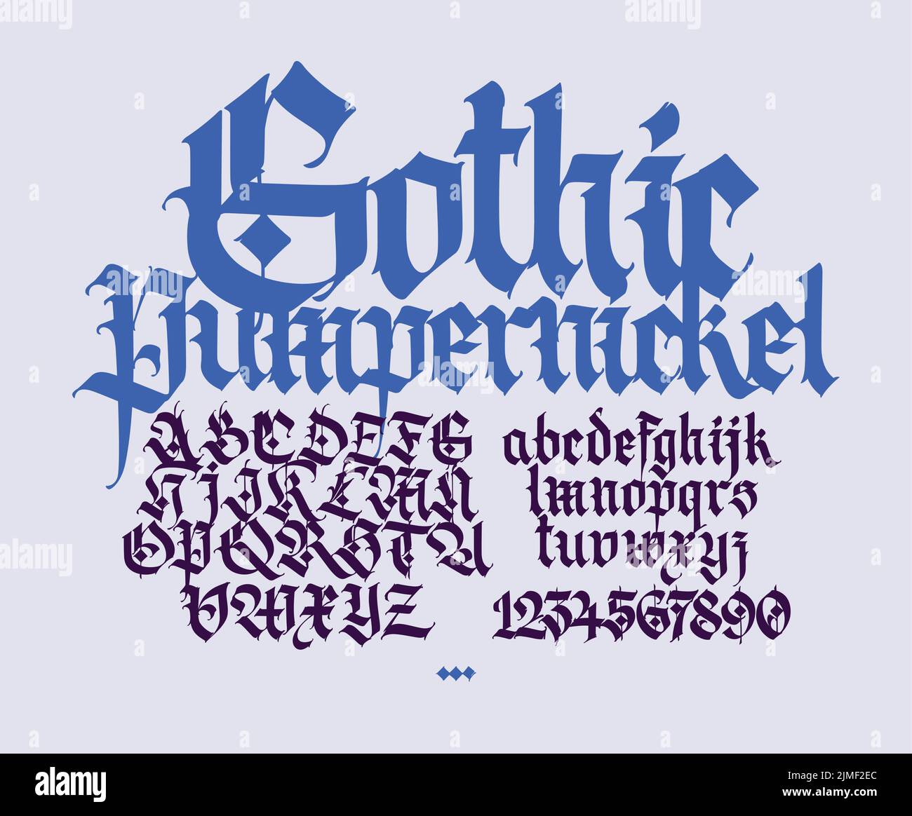 Gothic, English alphabet. Vector. Medieval Latin letters and numbers ...