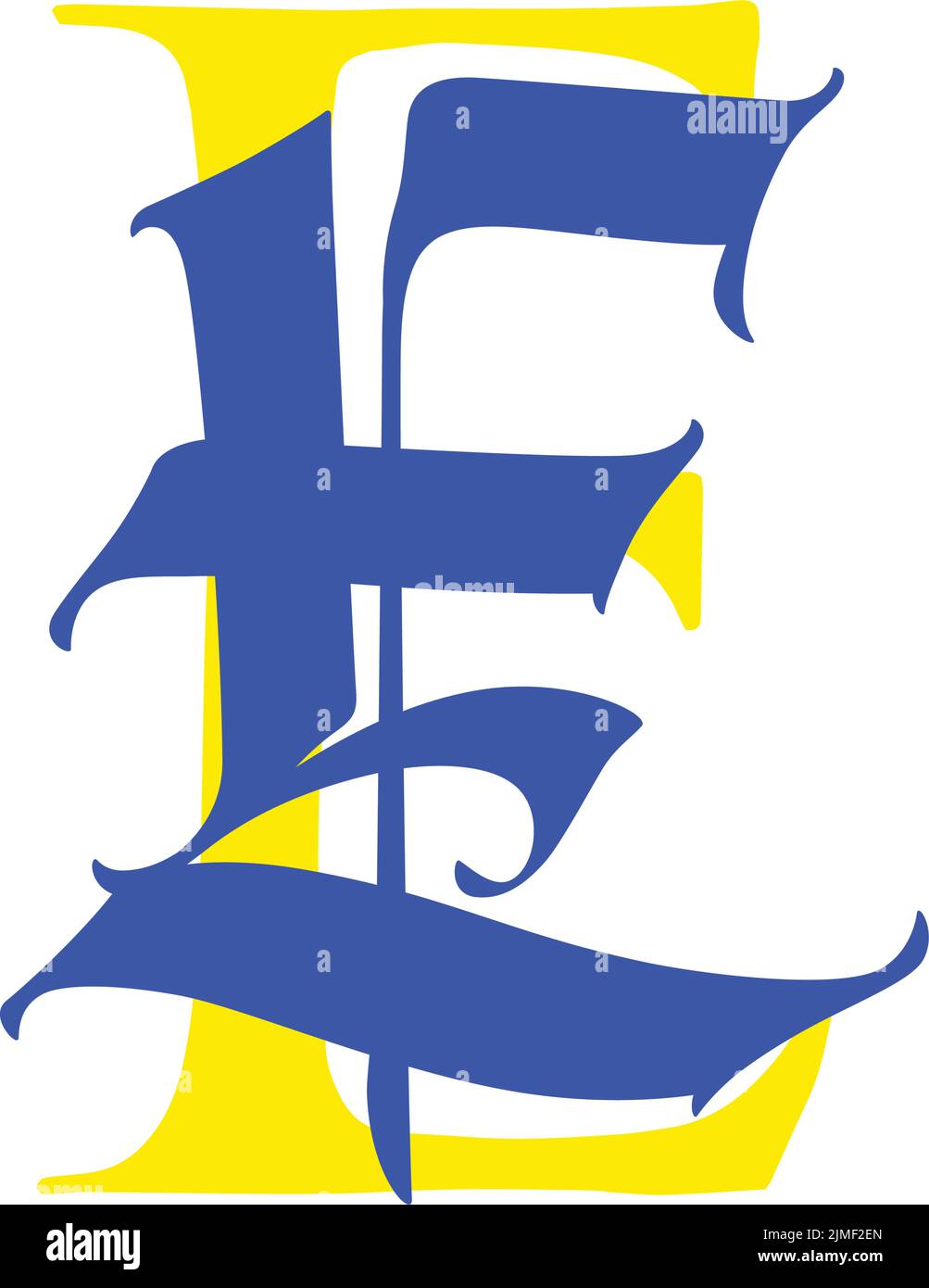 Letter E, in the Gothic style. Vector. Alphabet. The symbol is isolated ...