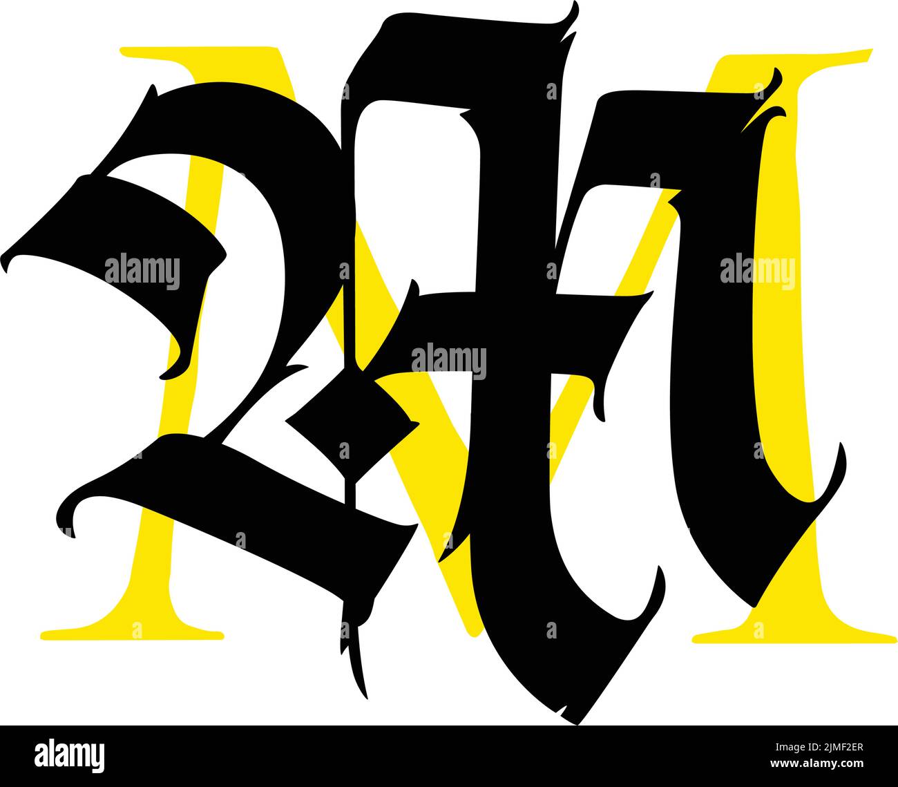 Letter M, in the Gothic style. Vector. Alphabet. The symbol is isolated ...