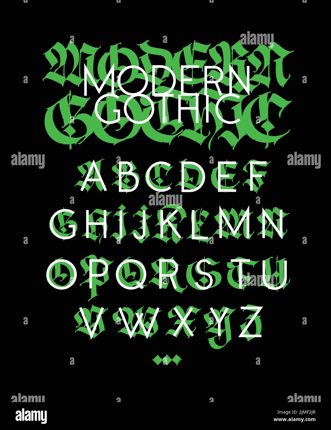 Gothic, display English alphabet. Vector. Medieval Latin letters ...