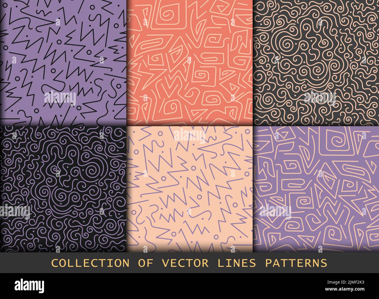 Collection of swatches memphis lines patterns Stock Vector Image & Art ...