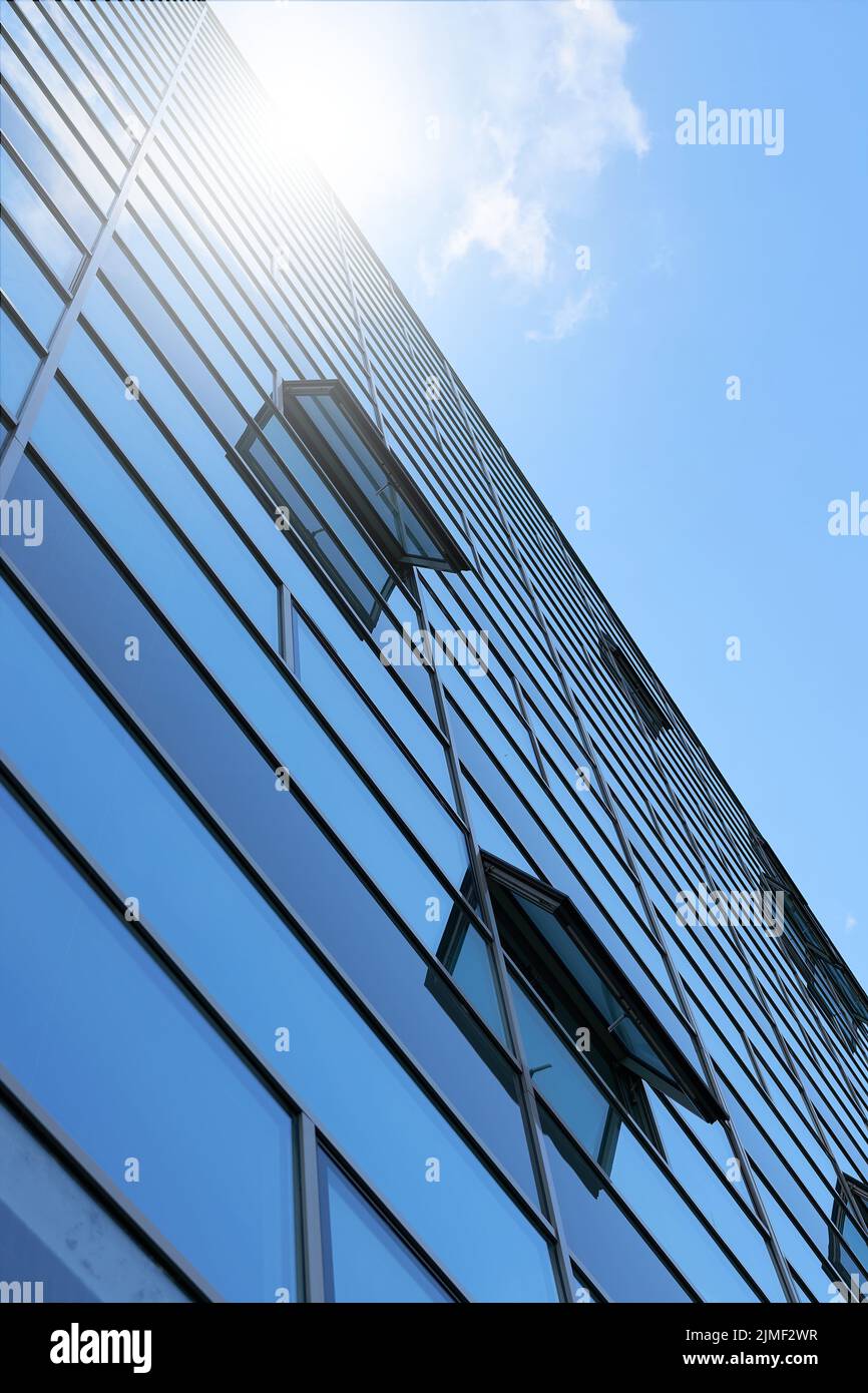 The glass facade with window front of an office house hi-res stock ...