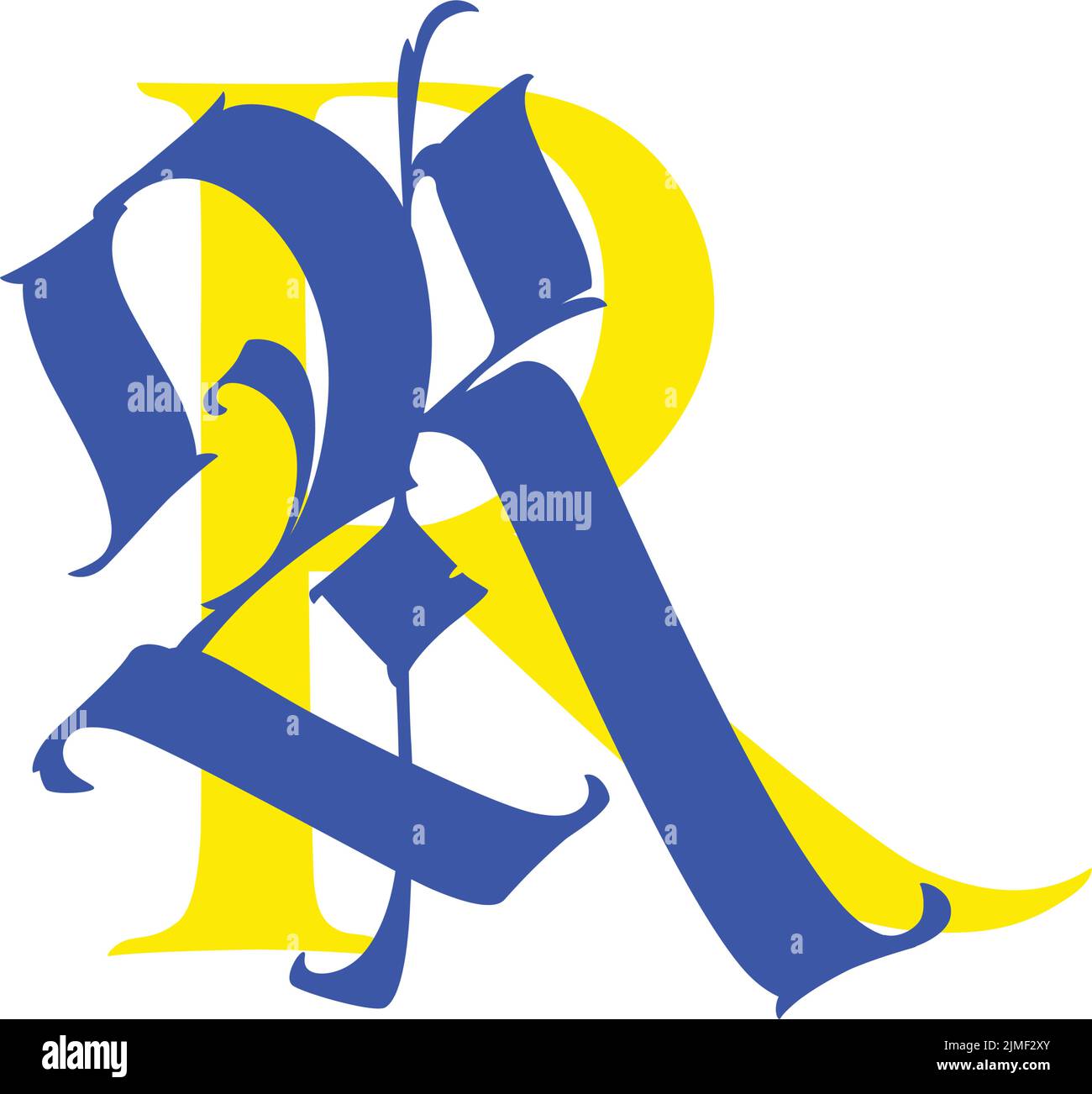 Letter R, in the Gothic style. Vector. Alphabet. The symbol is isolated ...