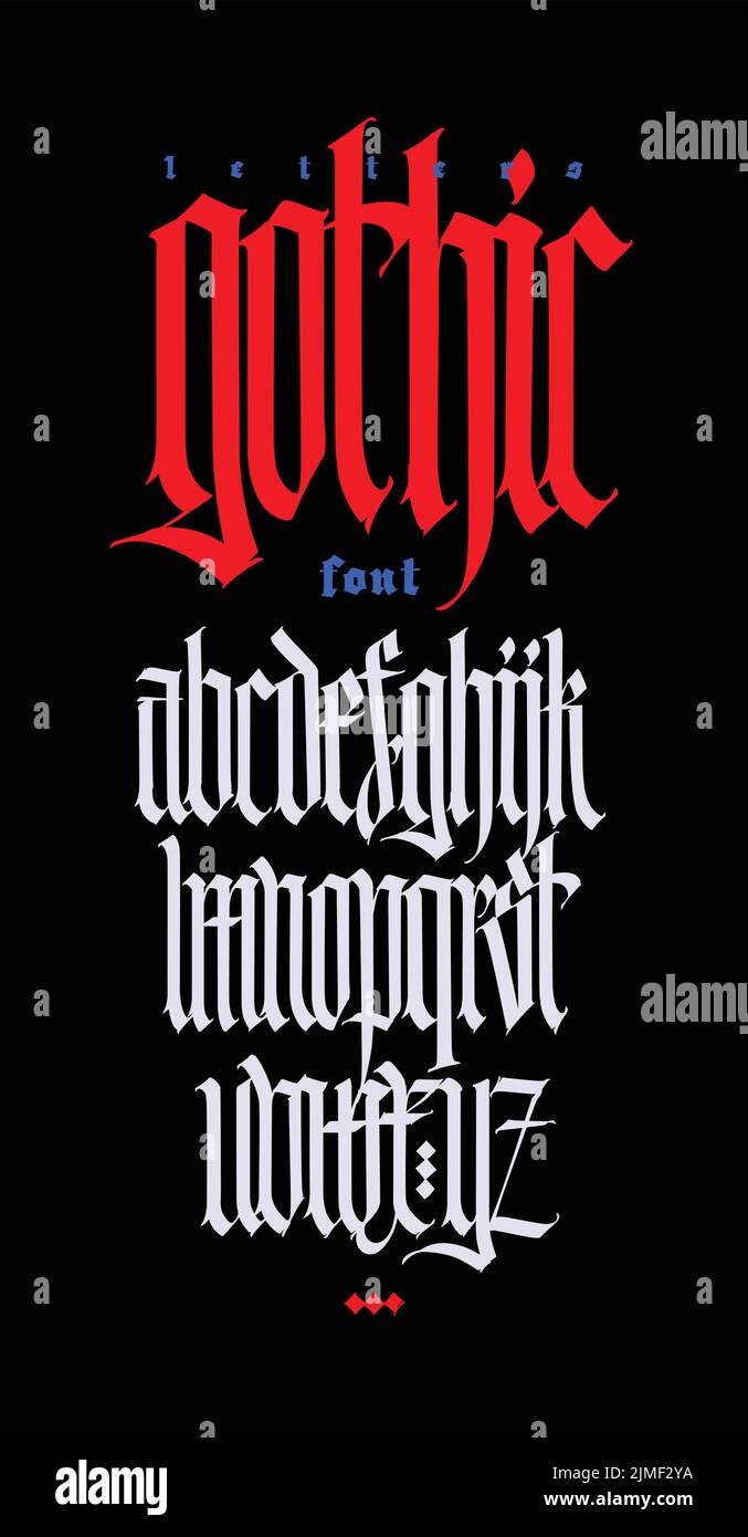 Gothic, English alphabet. Vector set. Font for tattoo, personal and ...