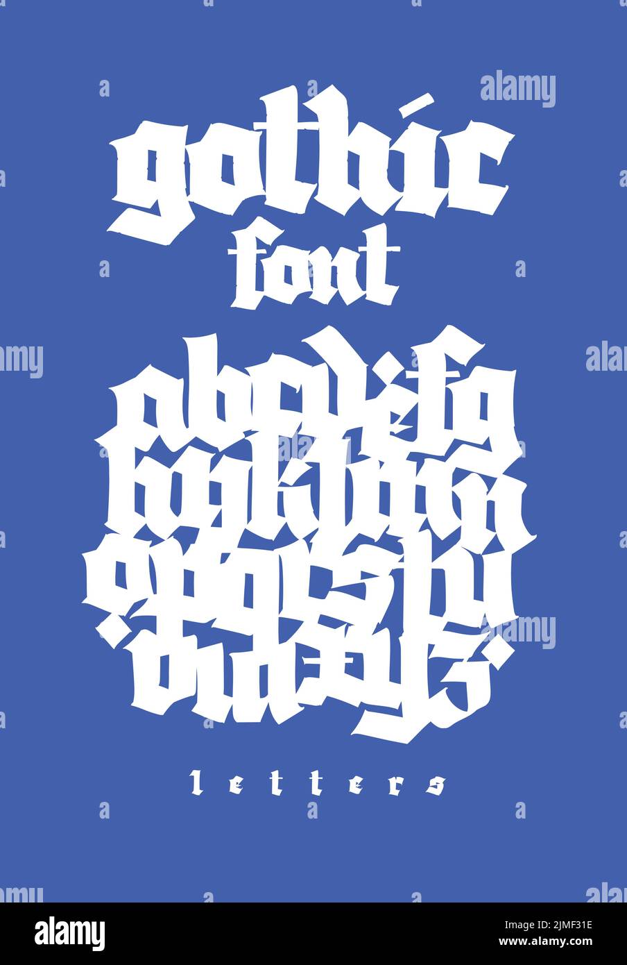 Gothic font from Latin letters. Vector. English alphabet. Medieval ...