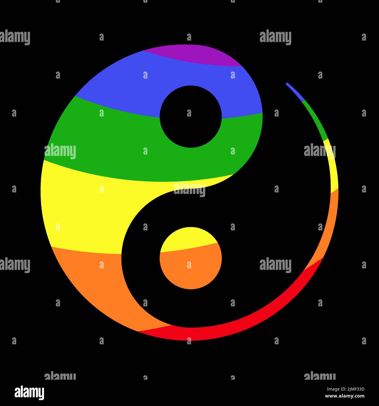 Rainbow colored yin yang symbol, depicting inner peace and in society ...