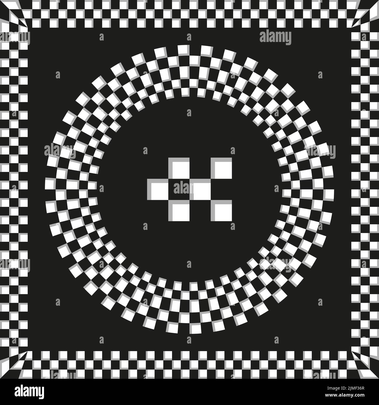 Abstract black and white chess frame pattern, sport or cinema border ...