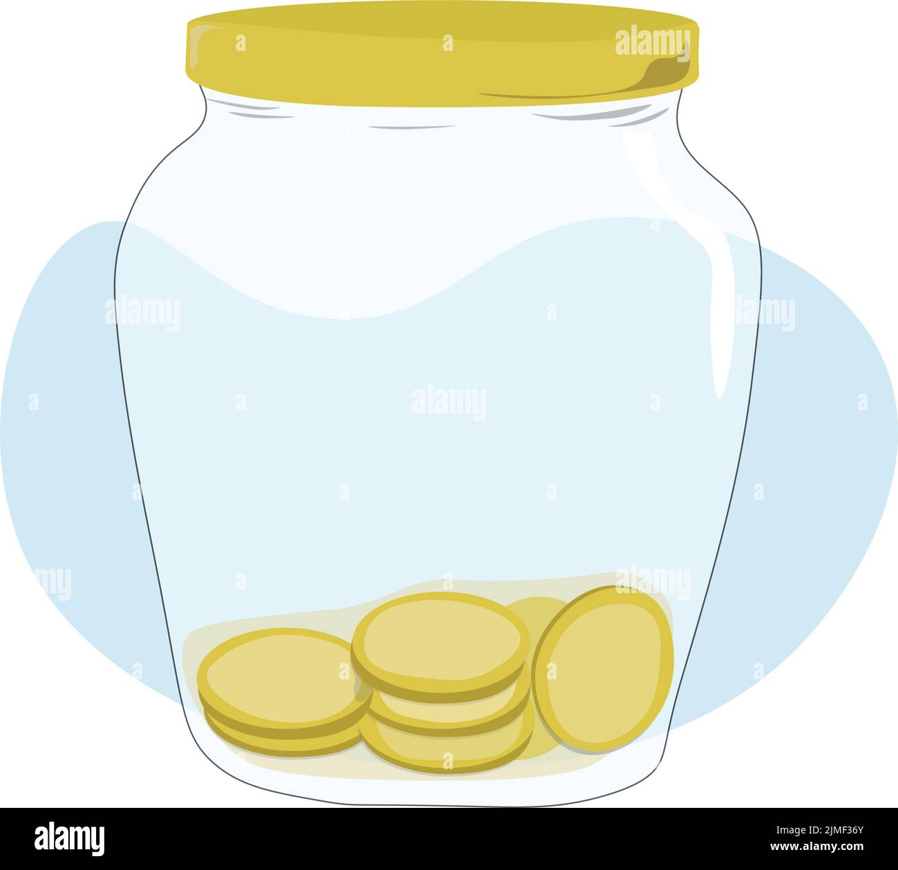 A vector illustration of glass container with golden coins Stock Vector ...