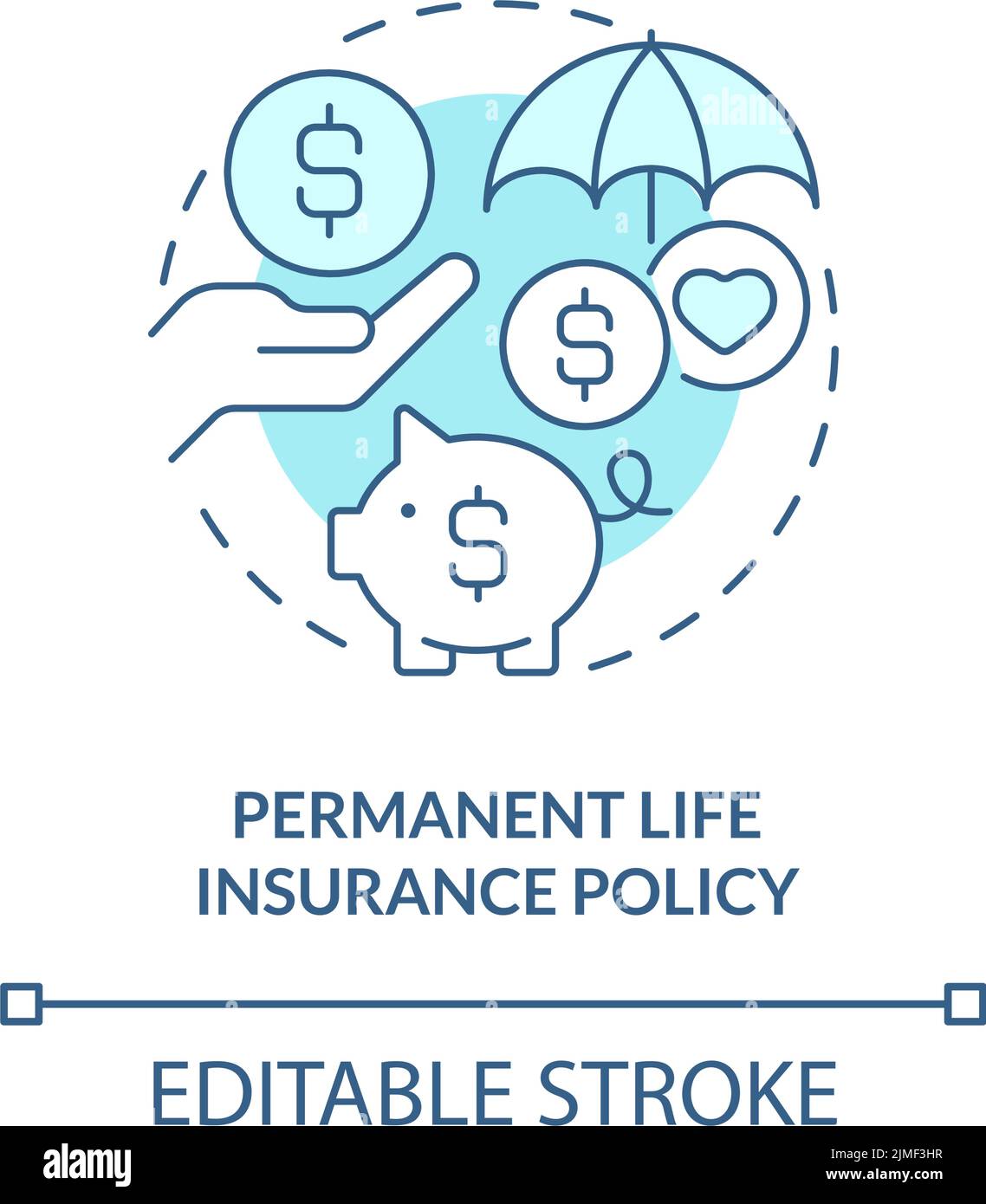Permanent life insurance policy turquoise concept icon Stock Vector ...
