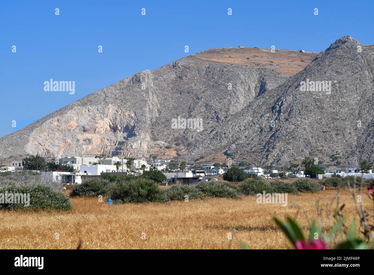 Greece, Santorini Island, barren landscape in Perissa village with ...