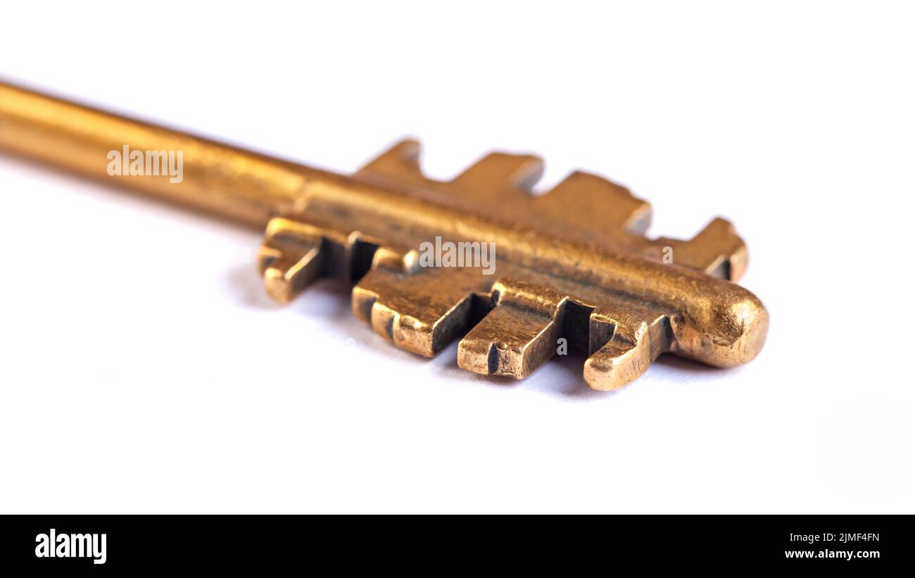 Old key is isolated on white background. Object Stock Photo - Alamy