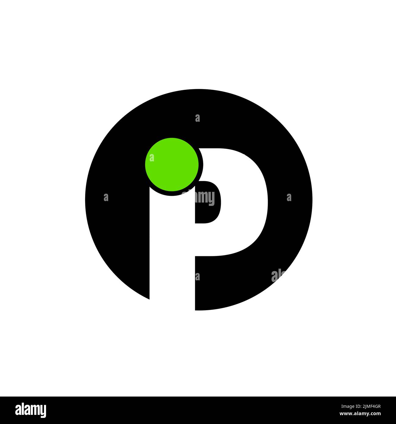A vector illustration of iP letters monogram in a black circle on a ...