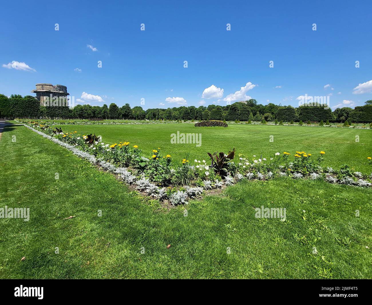 Austria, the public Augarten Park with one of the two flak towers from ...