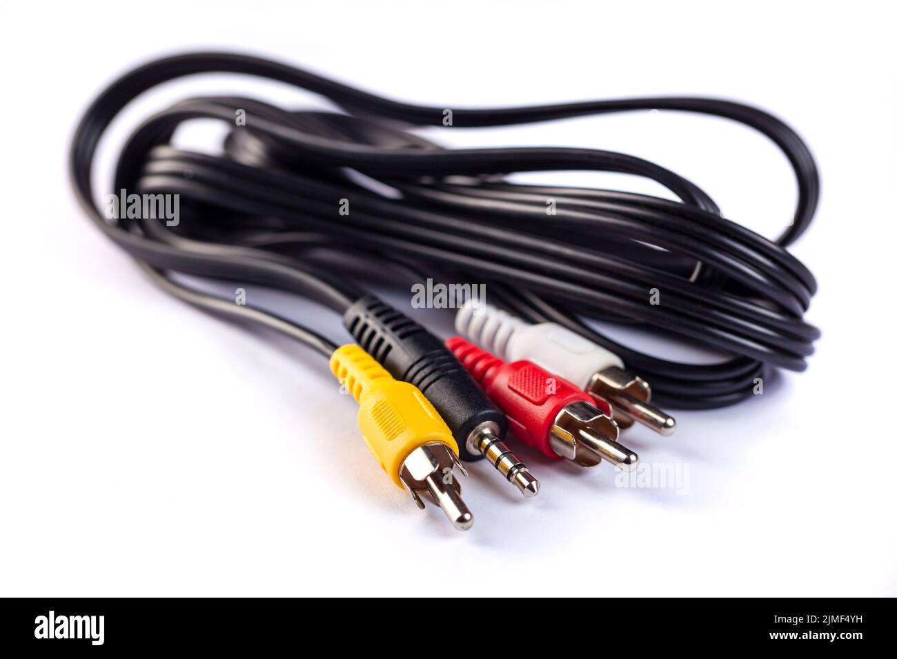 Electric plug of television and audio-video power supply on white ...