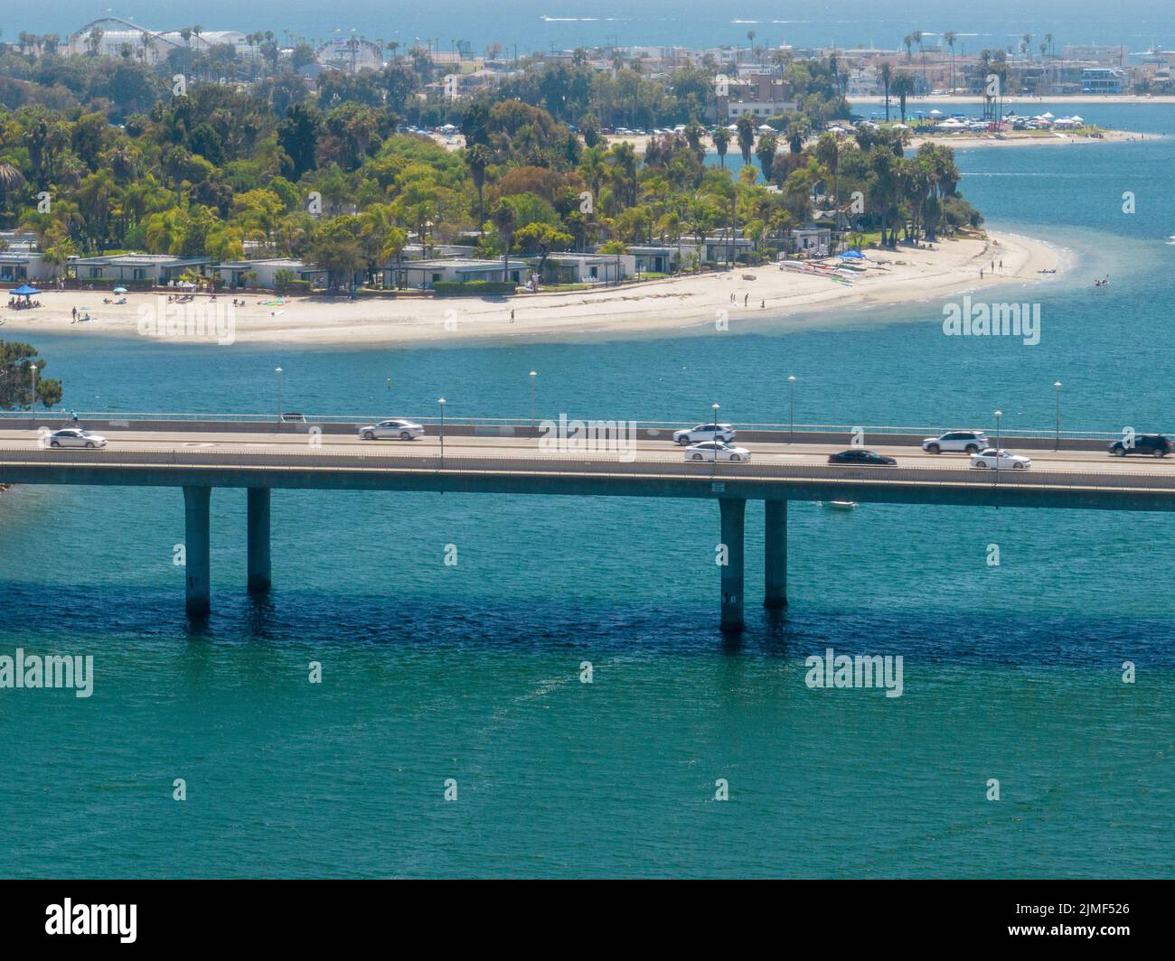 An aerial view of a bridge above the beach Stock Photo - Alamy