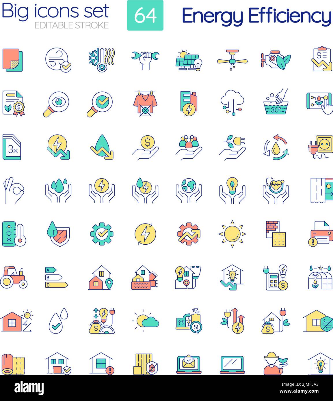 Energy efficiency RGB color icons set Stock Vector Image & Art - Alamy