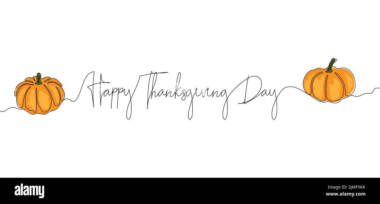 Happy Thanksgiving Day continuous one line drawing background with ...