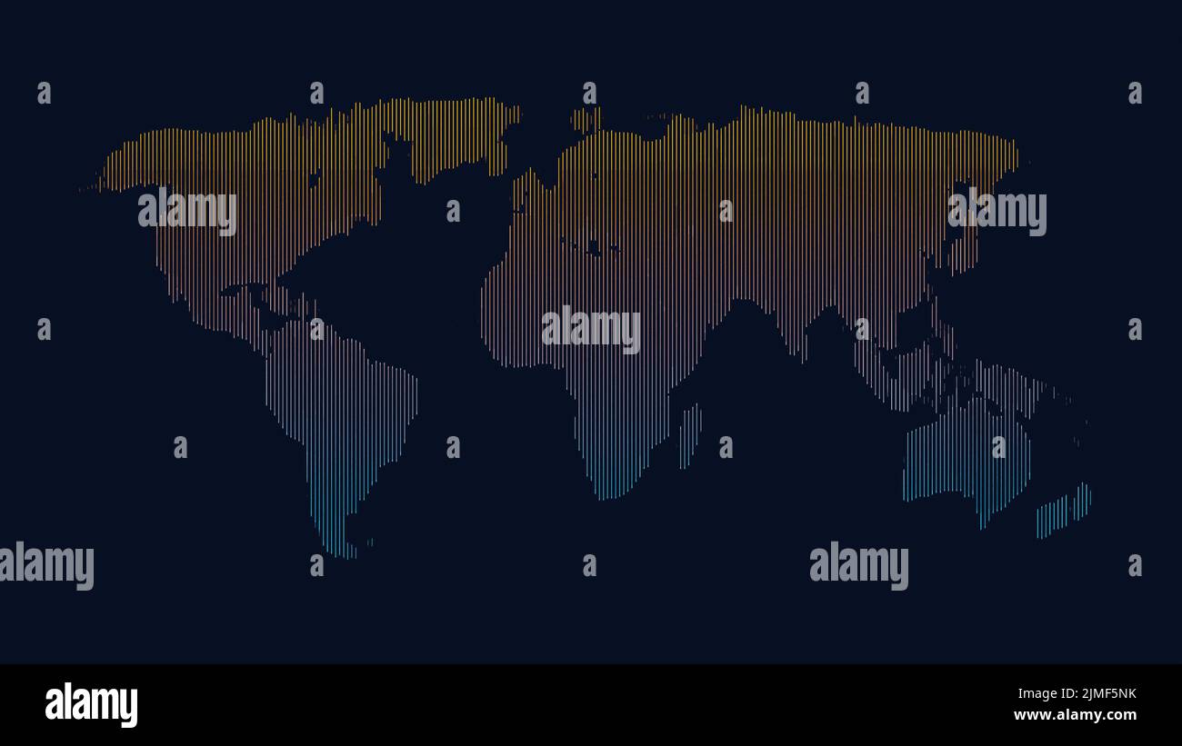 3D pixel lines World Map. Colorful, Digital and Futuristic look. For ...