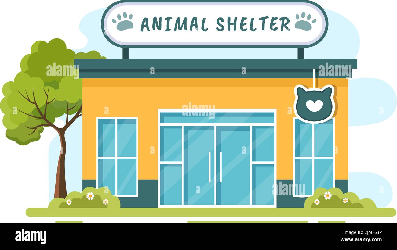 Animal Shelter House Cartoon Illustration Containing Animals for ...