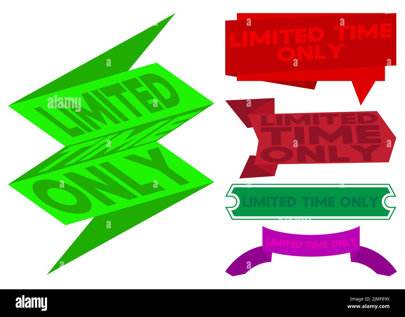 Set of ribbon with Limited Time Only text. Banner template. Label ...