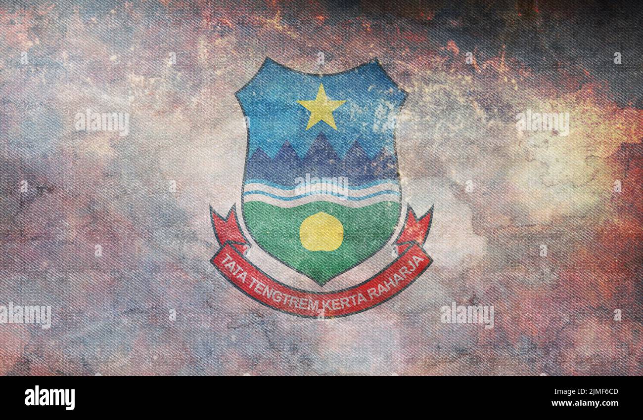 Top view of retro flag Regency Garut Indonesia with grunge texture ...