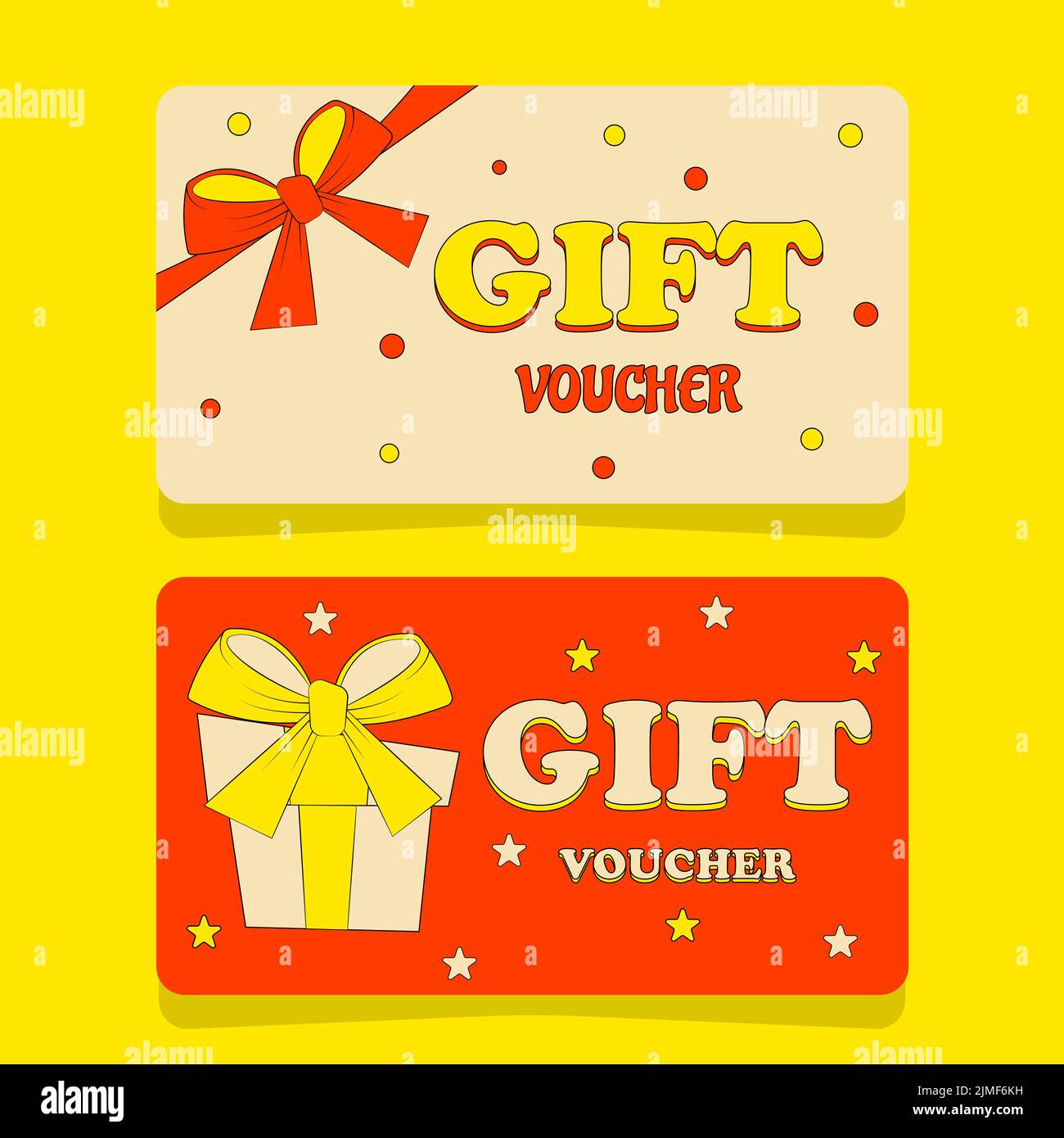 Set of Gift Vouchers in Retro Groove Style Bright Summer Design Stock ...
