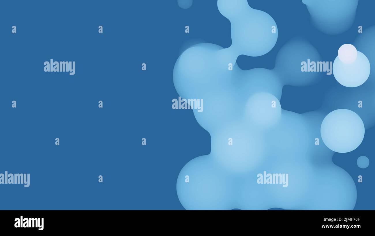 Abstract 3d fluid metaball shape with bluish balls. Synthwave liquid ...