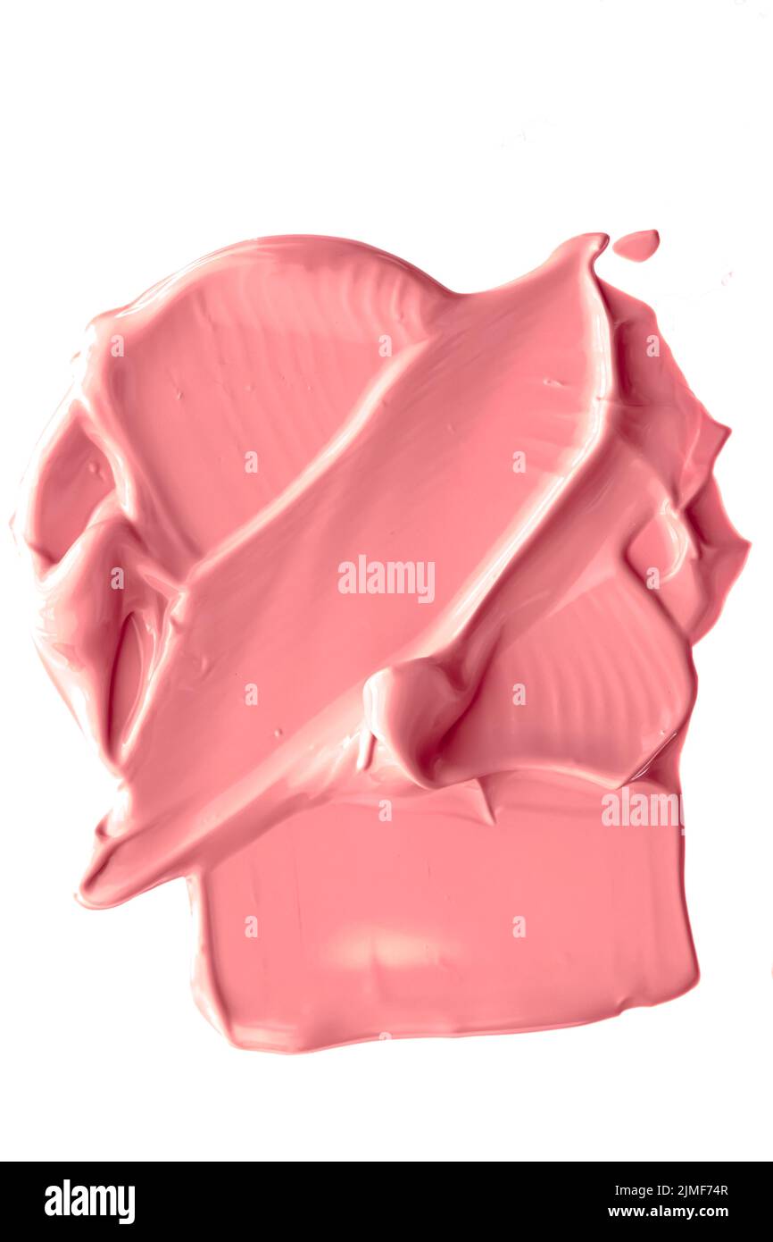 Coral beauty cosmetic texture isolated on white background, smudged ...