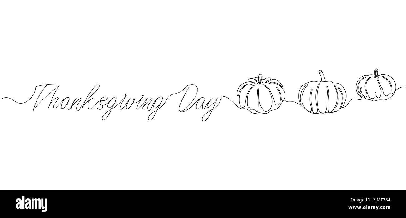 Thanksgiving Day continuous one line drawing background with pumpkins ...